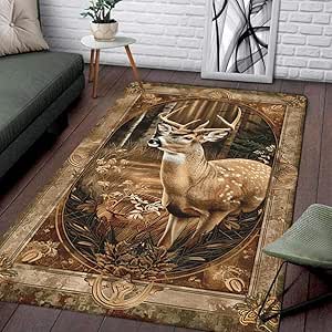 Amazon.com: Deer Area Rugs – Whitetail Deer Print Carpet for Living ...