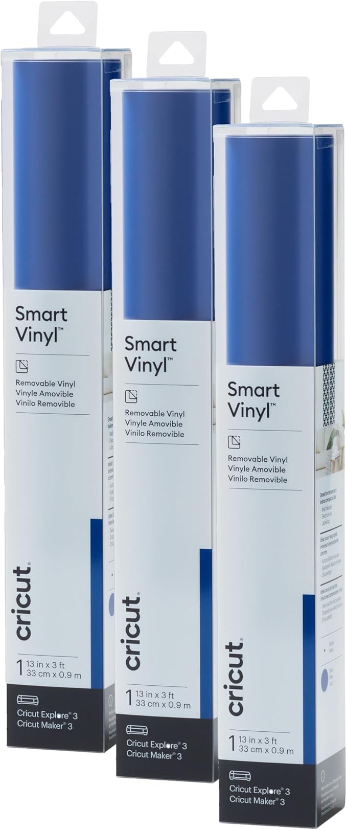 Amazon.com: Cricut Smart Removable Vinyl, Blue | 3-Pack of 3ft Rolls ...