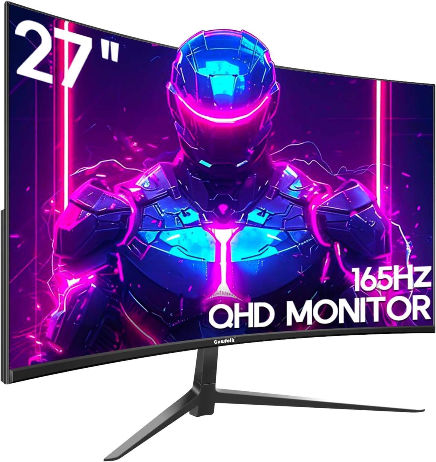 Gawfolk Monitor 27 Pollici 2k Curved Gaming Monitor 165hz, 2560x1440 ...