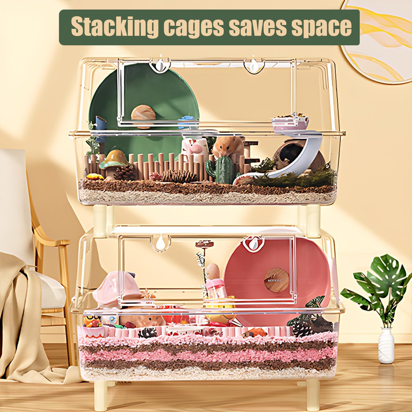 Large 2-Floor Hamster and Guinea Pig Cage Set, Luxury Rat Accommodation ...