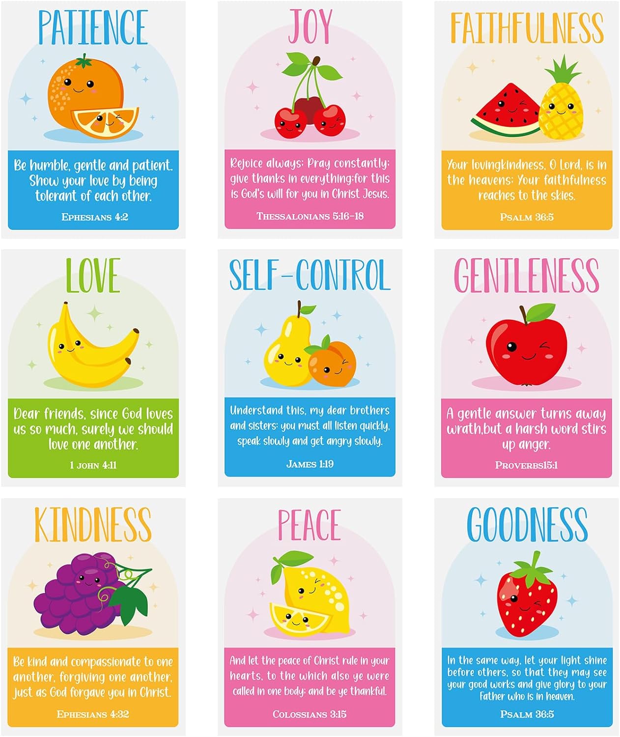 Feifeiya 9 Pcs Fruit of the Spirit Poster Religious Fruit Bible Verse ...