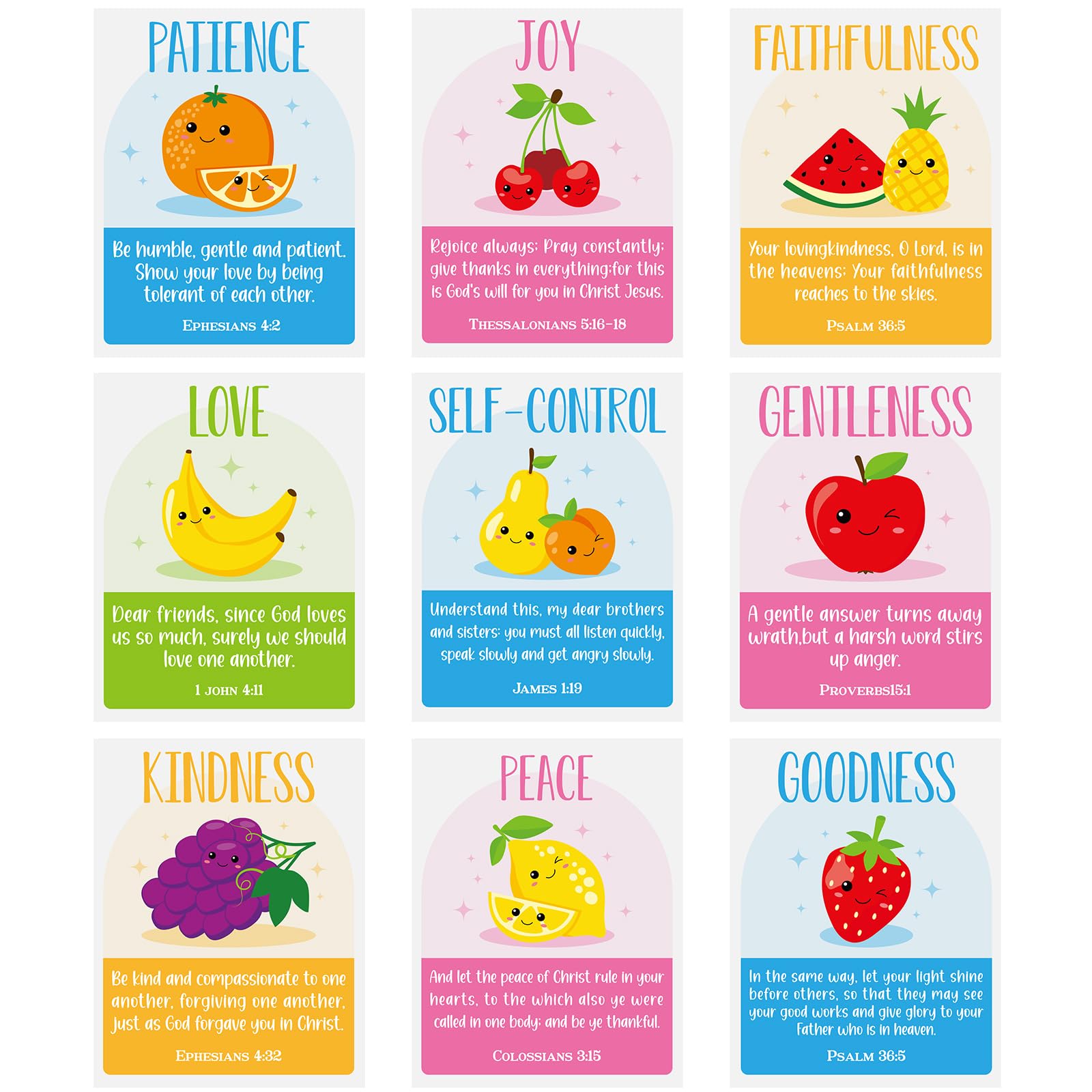 Amazon.com: Feifeiya 9 Pcs Fruit of the Spirit Poster Religious Fruit ...