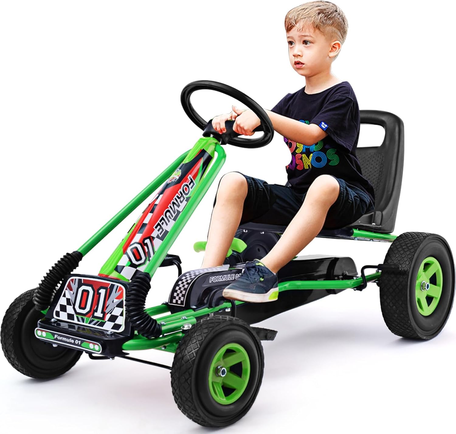 Amazon.com: DORTALA Go Kart for Kids, 4 Wheel Off-Road Pedal Powered Go ...