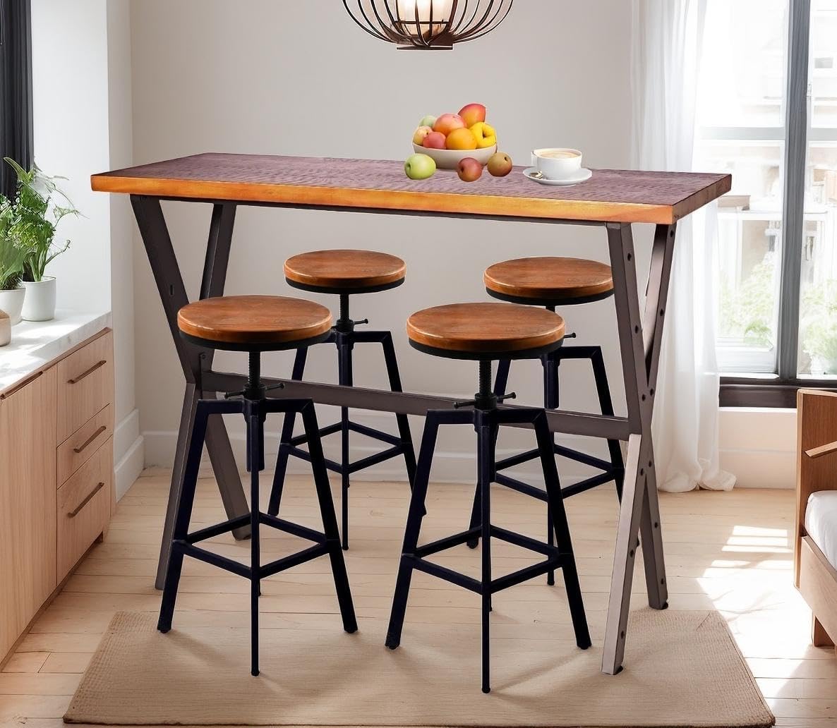 Amazon.com - Diwhy 5 Piece Bar Table and Stool Set, Industrial Dining ...