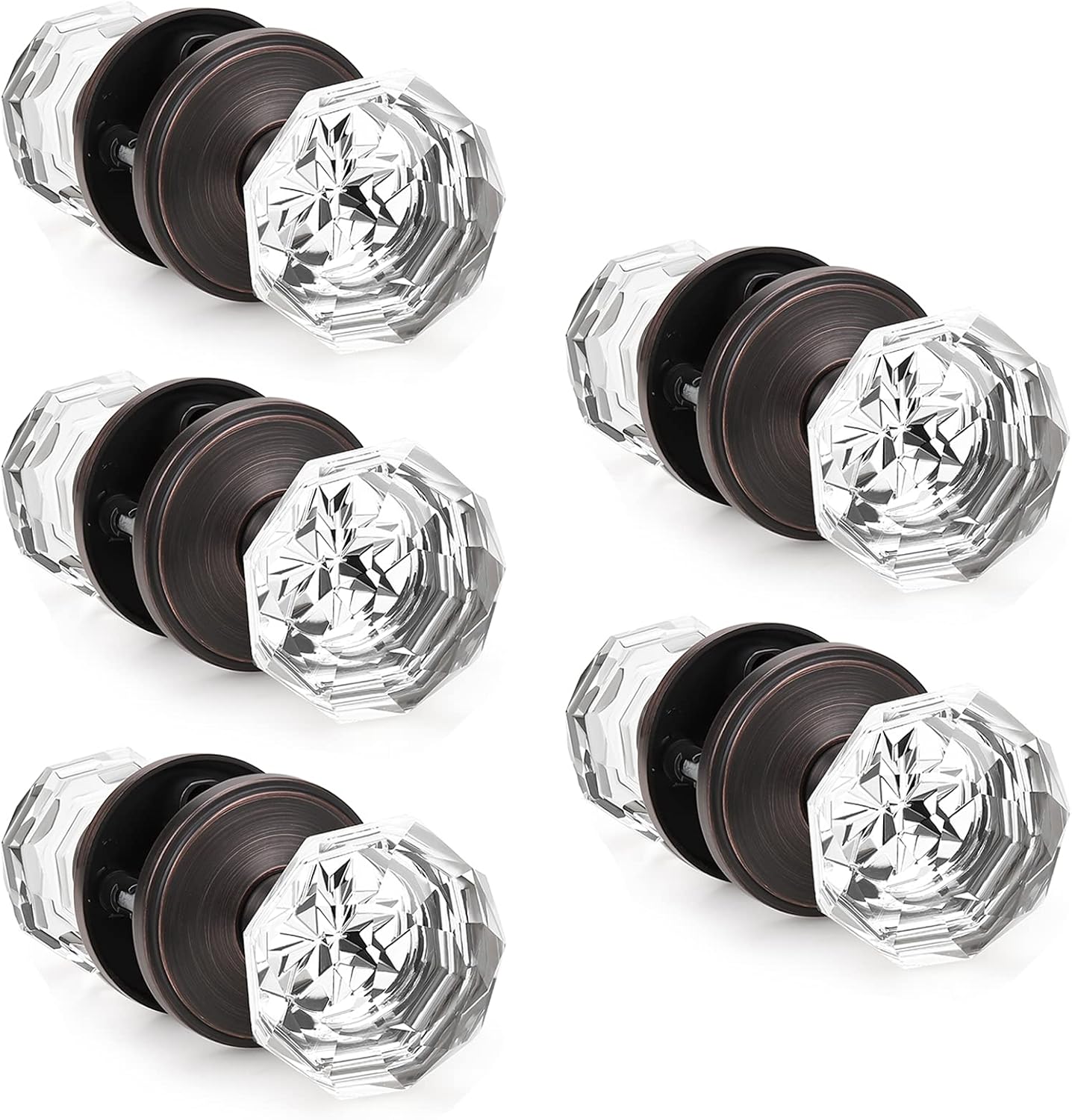 Gobrico Fluted Crystal Door Knobs,Clear Glass Diamond Handles with ...