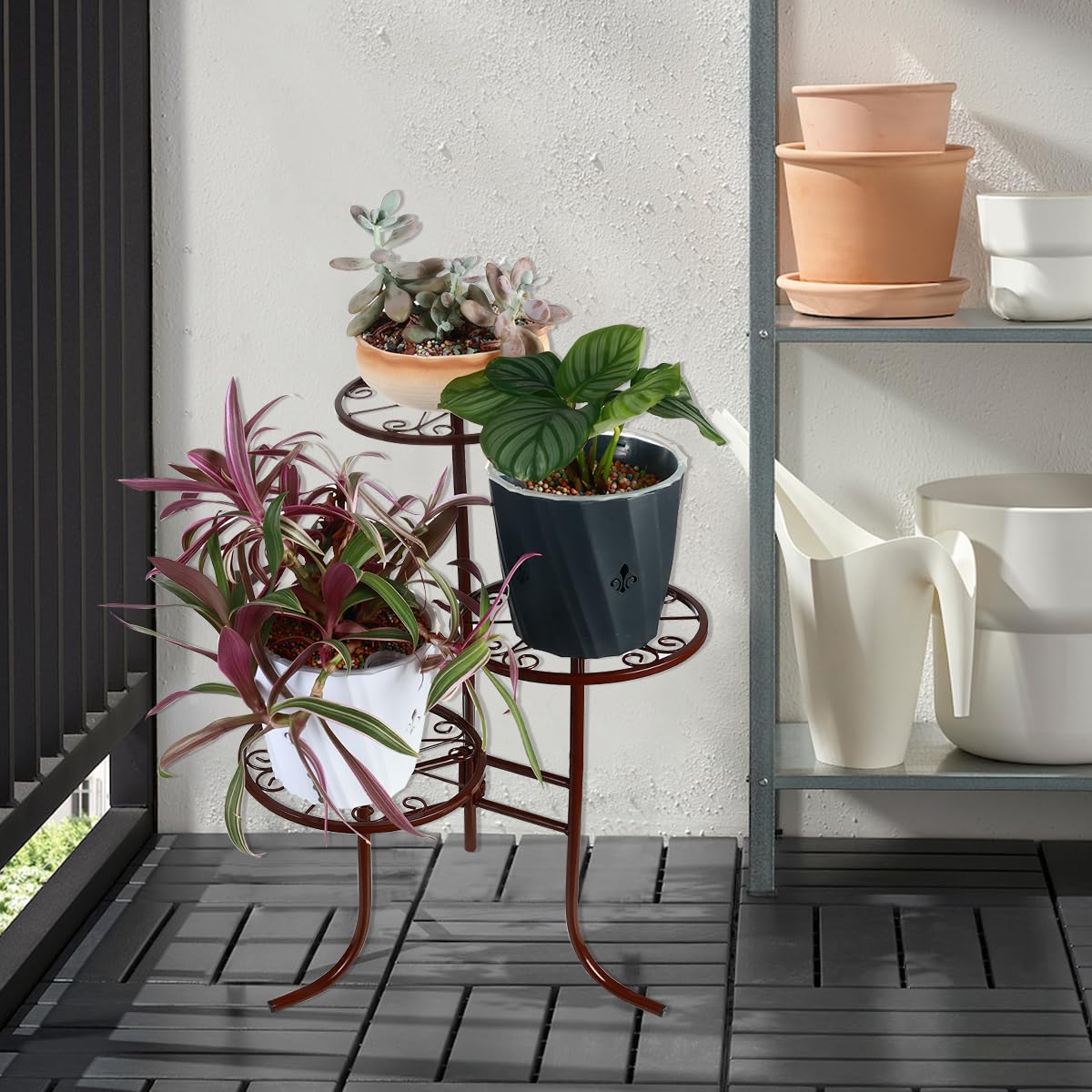 Snapklik.com : 3 Tier Plant Stand Indoor And Outdoor Tiered Metal Plant ...