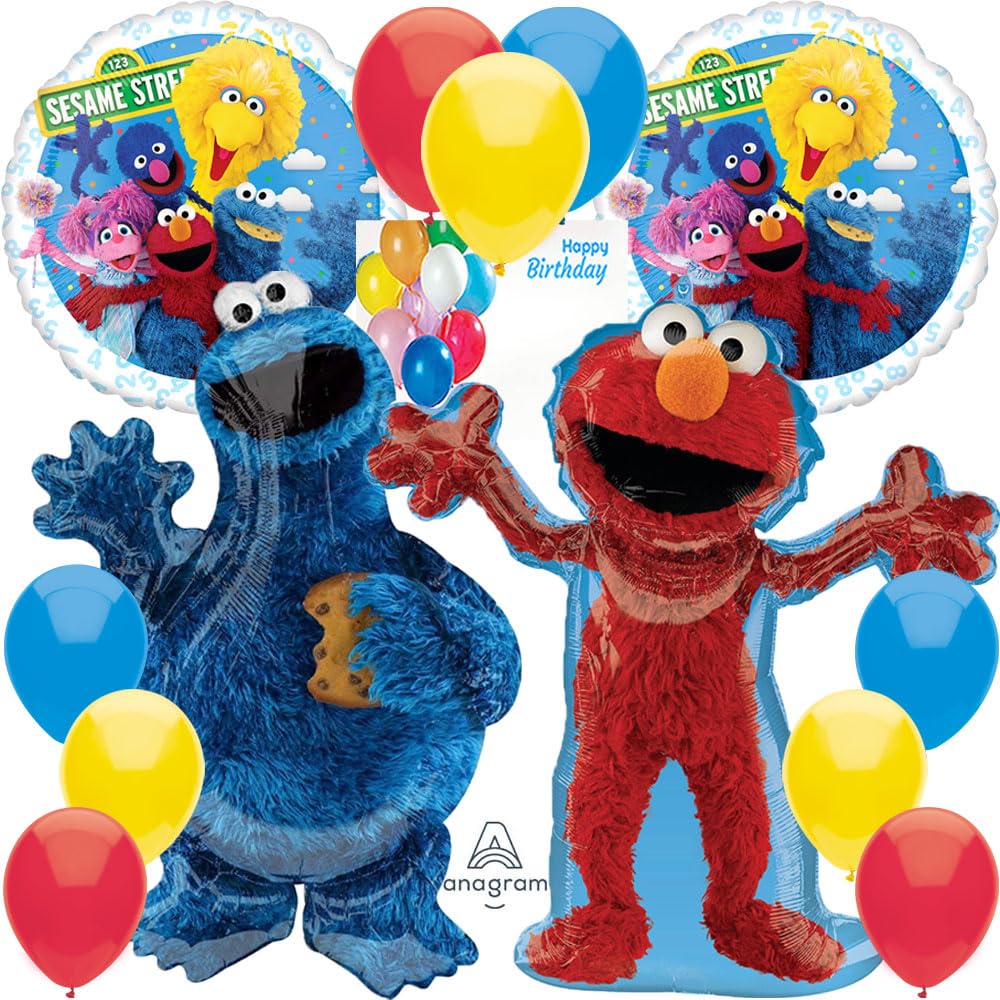 Snapklik.com : Anagram Elmo Cookie Monster Sesame Street, Bouquet Of Balloons, Multicolor ...