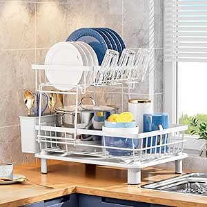 Amazon.com - GAOKASE 2 Tiers Dish Drying Rack, Space-Saving Dish Racks for Kitchen Counter, Dish ...