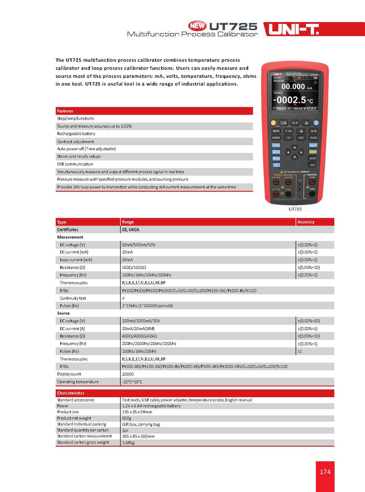 Snapklik.com : UT725 Multifunction Process Calibrator Thermocouple/RTD ...