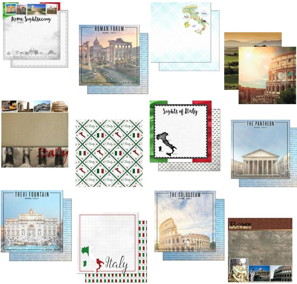 Amazon.com : Custom Bundle - 12 Italy ROME Travel Vacation Themed 12" x ...