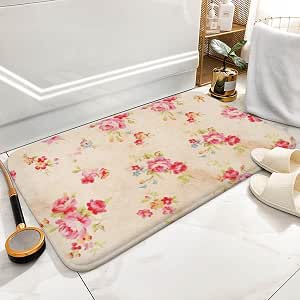 Amazon.com: Funny Bathroom Rug, Vintage Shabby Chic Girly Pink Blue ...