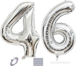 Amazon.com: Silver Number 46 Balloons 40 inch Jumbo Foil Balloons Prom ...