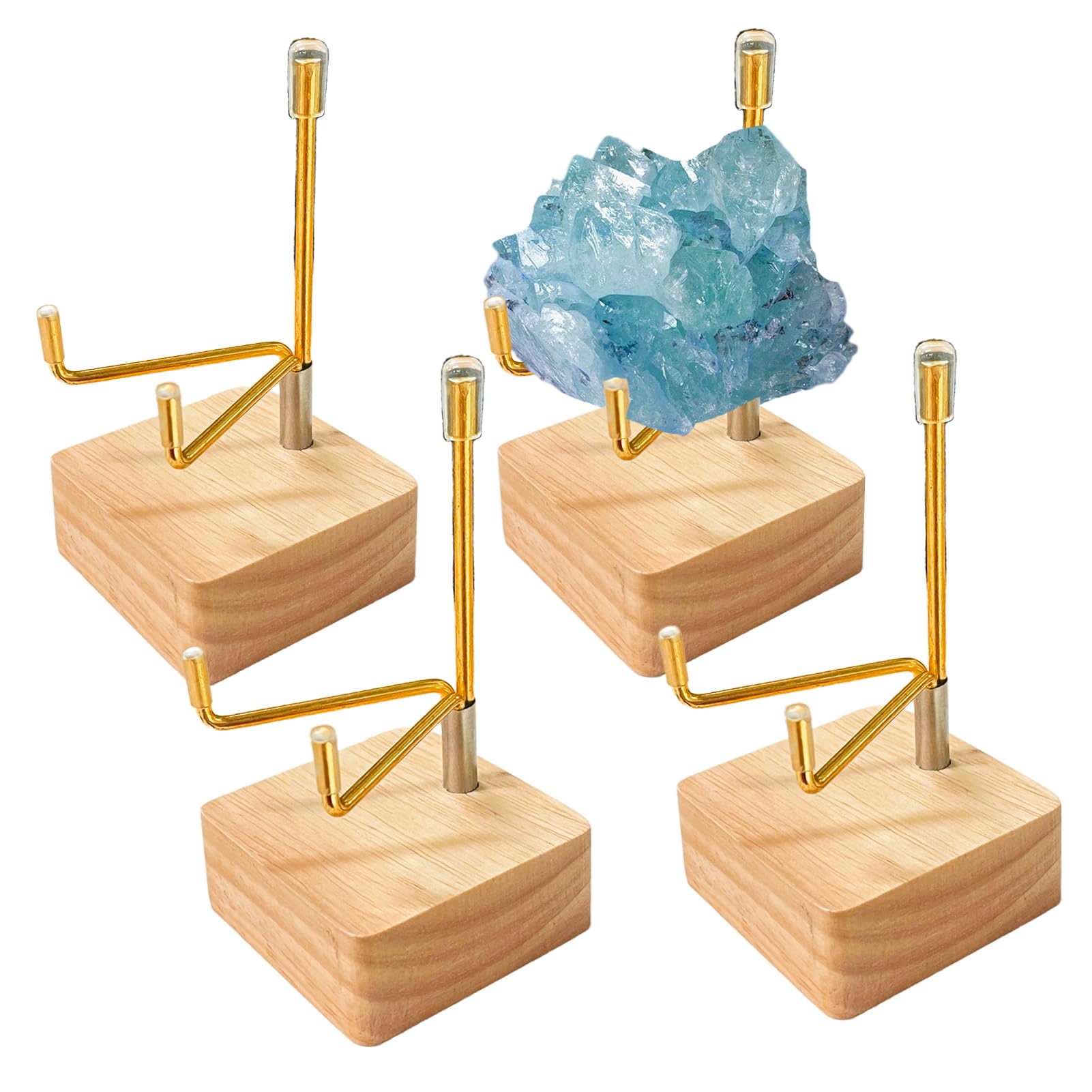 Amazon.com: SDIDVIEXPERT 4 Pcs Rock Display Stand with Wooden Base ...