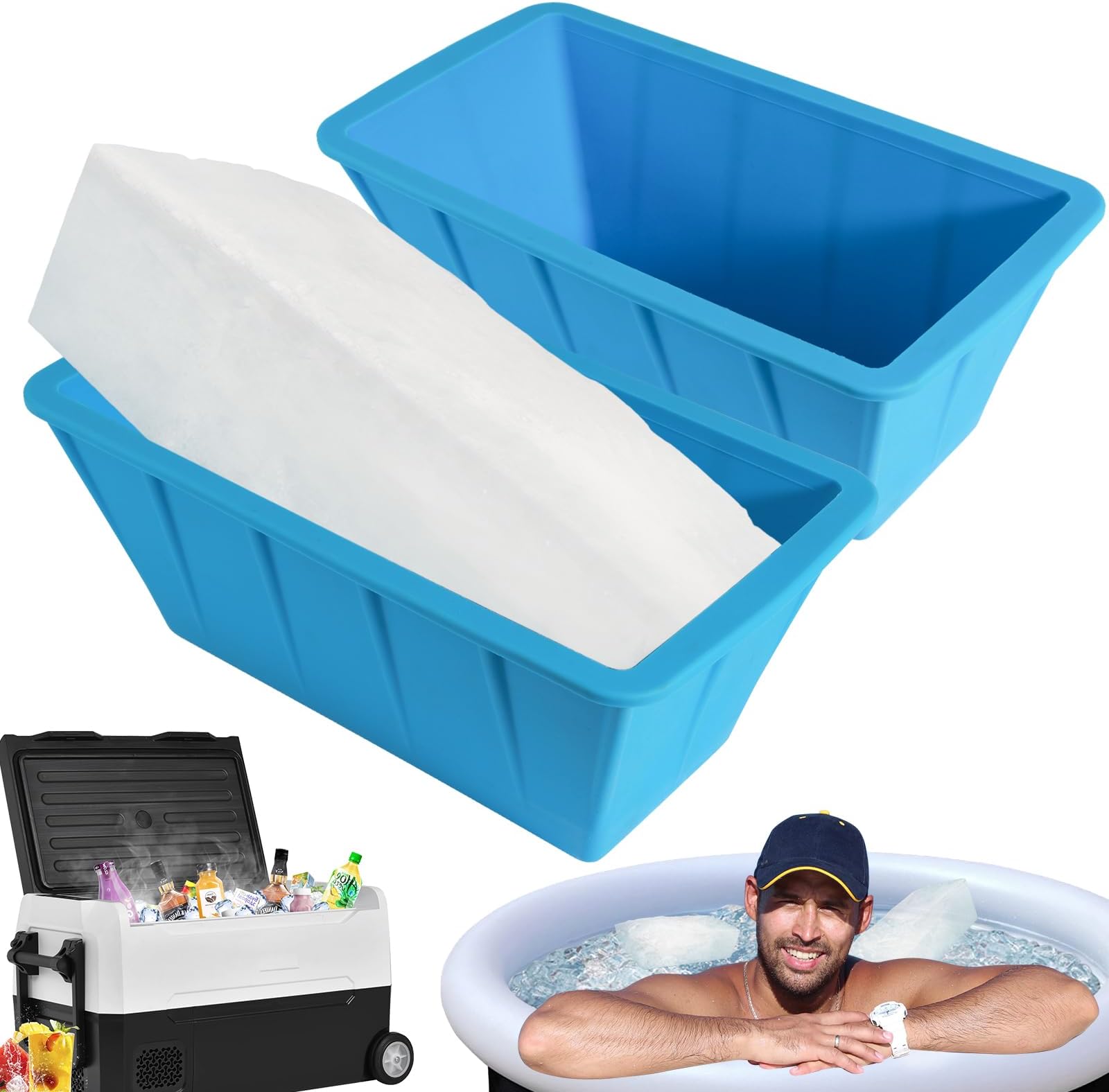 Amazon.com: 2Pcs Extra Large Ice Block Cube,5lb Ice Cube for Ice Bath ...