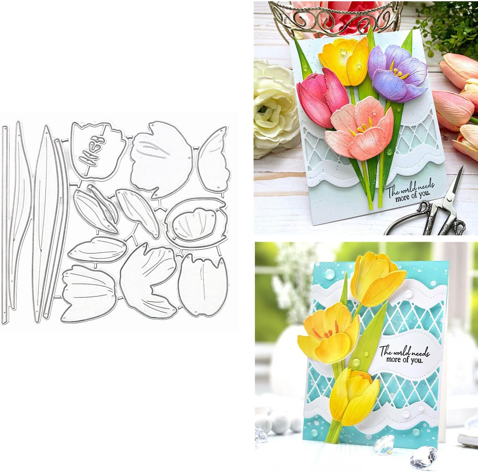 Amazon.com : 4 Pieces Background Flower Frame Metal Cutting Dies 3D ...