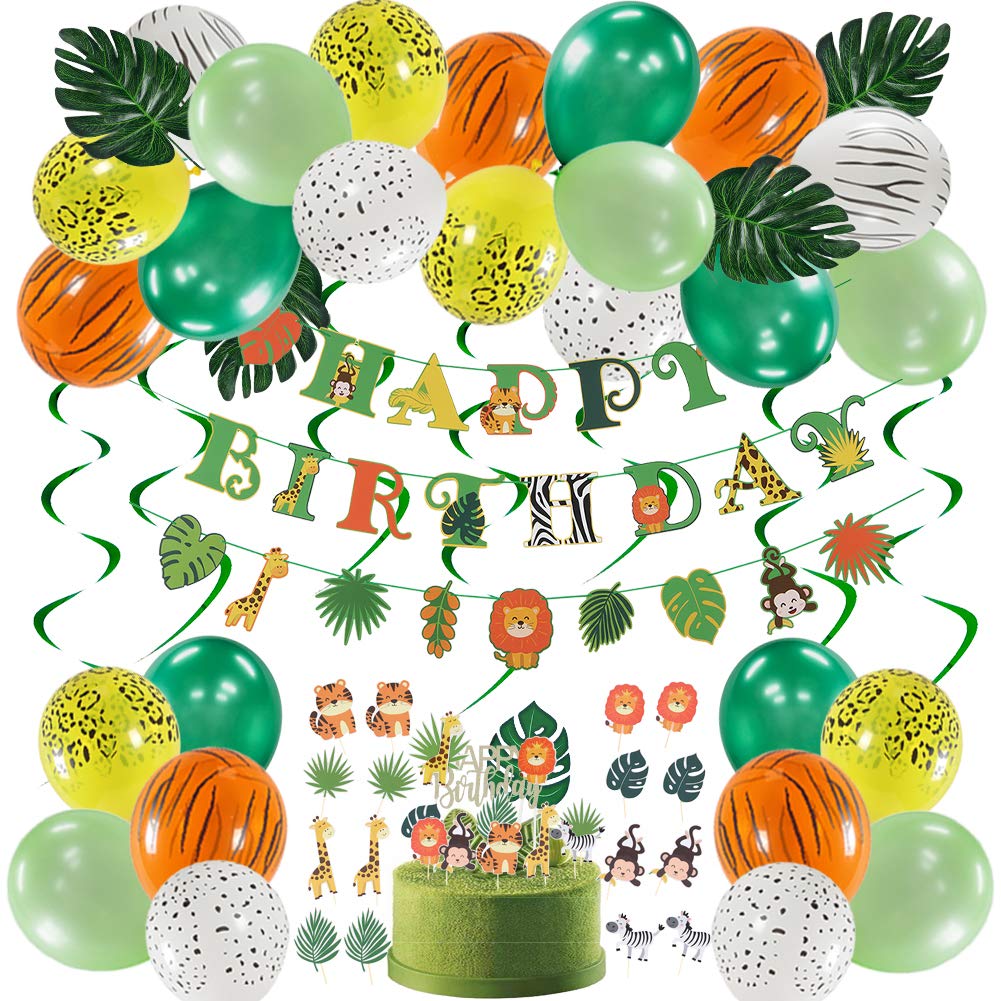 Buy SUNBEAUTY Jungle Birthday Decorations Animal Birthday Party Kit ...