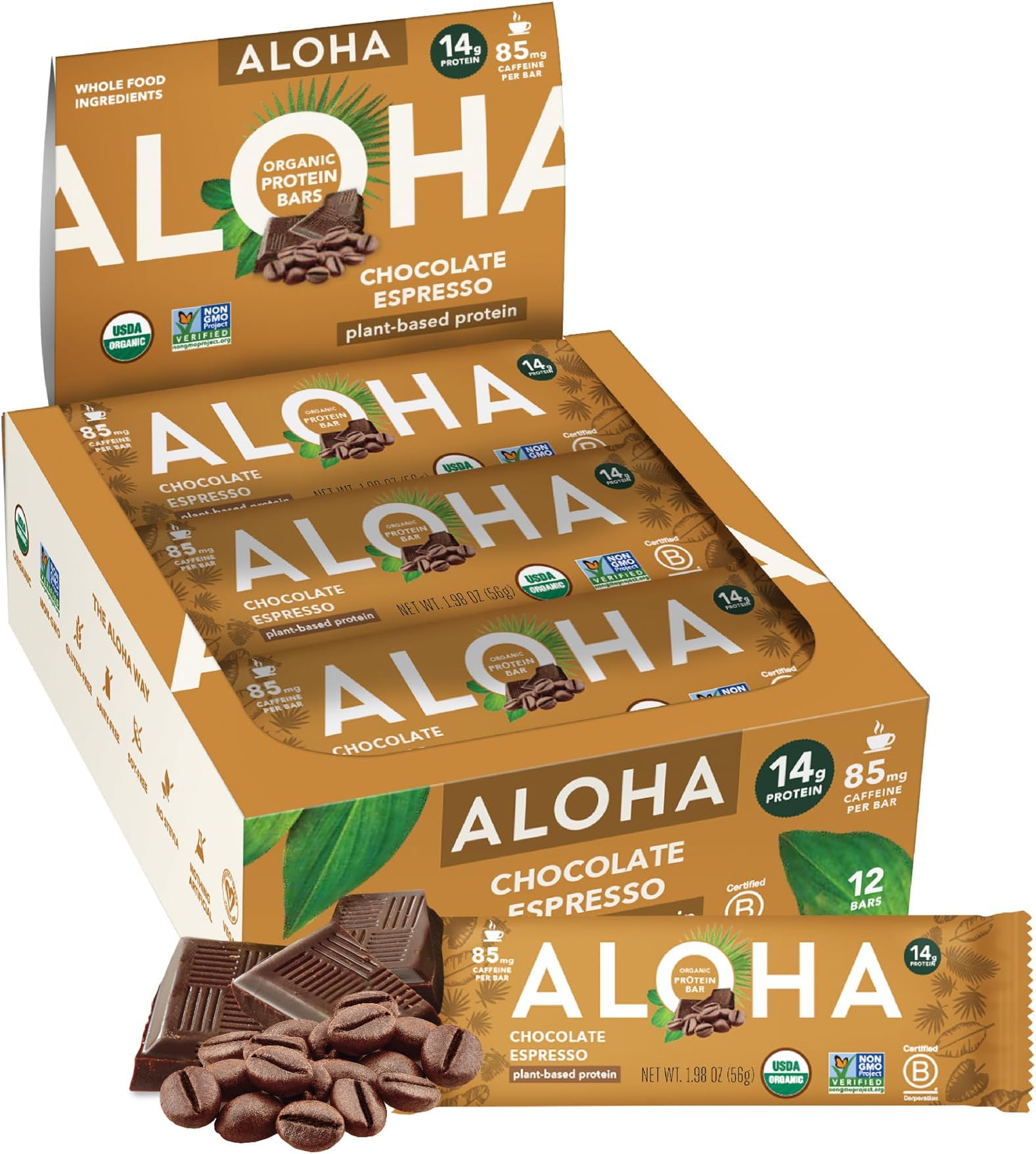 Amazon.com: ALOHA Organic Plant Based Protein Bars, Vanilla Almond ...