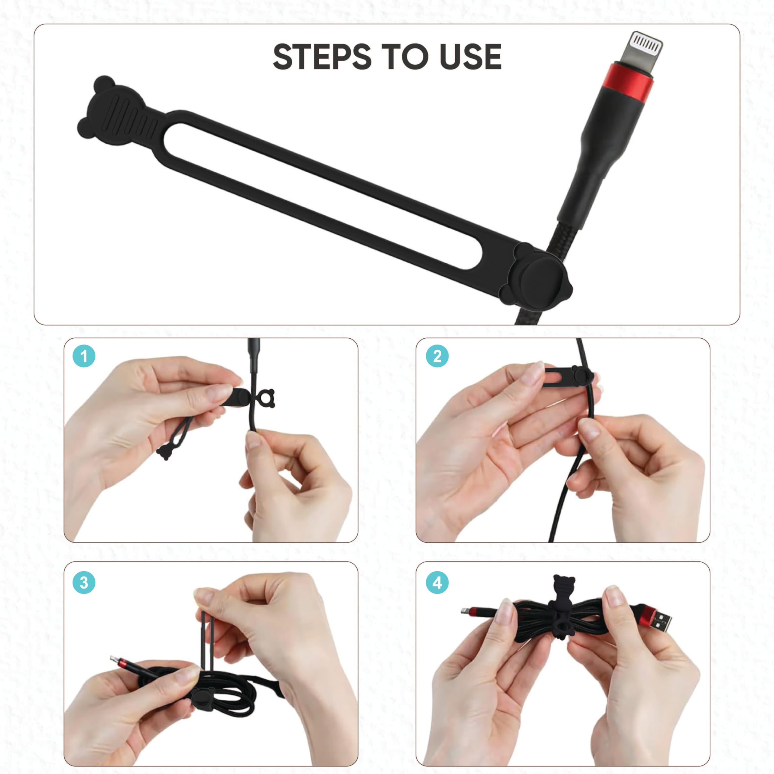 Snapklik.com : 30-Pack Silicone Cable Ties Reusable, Rubber Cable Ties ...