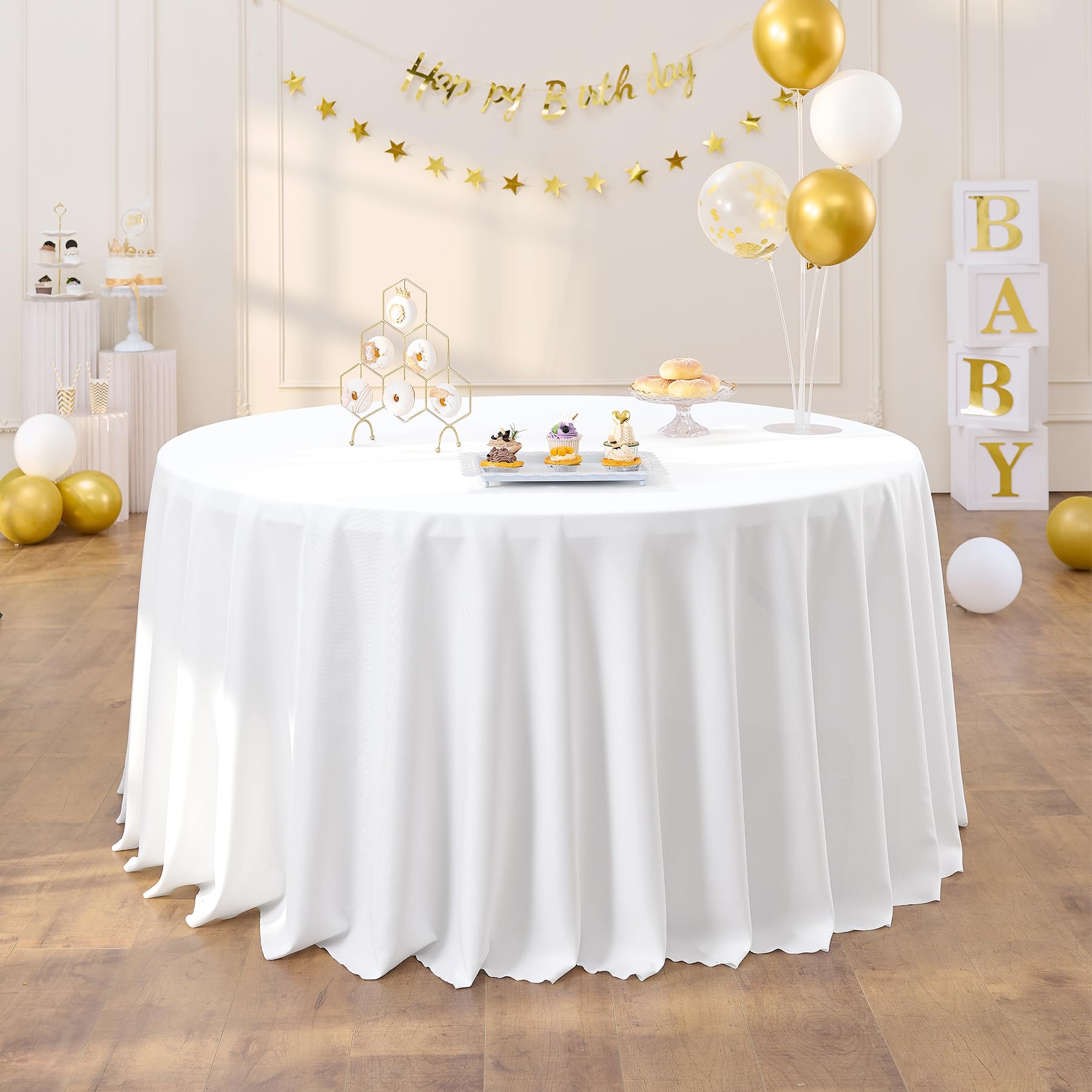 Amazon.com: 1 Pack 120 inch White Round Tablecloth for 4ft 5ft 6ft ...