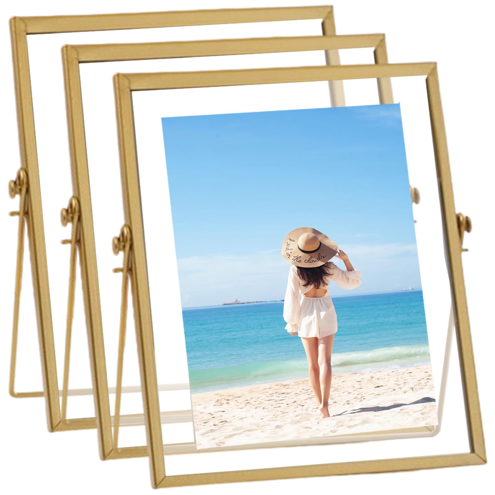 Amazon.com - Hyuetrsa 3 Pcs Gold Floating Picture Frame,Tabletop Shelf ...