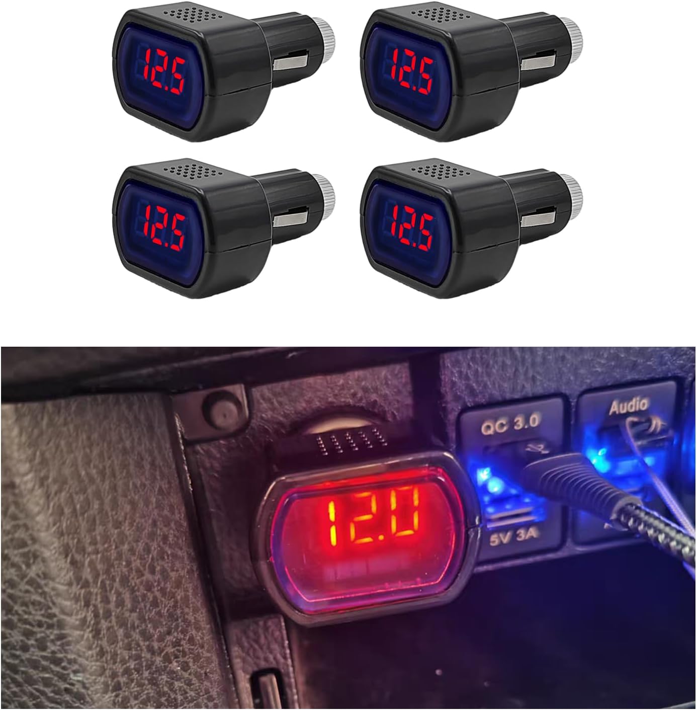 Amazon.com: 4 Pieces DC 12V-24V LED Digital Car Voltmeter Vehicle ...