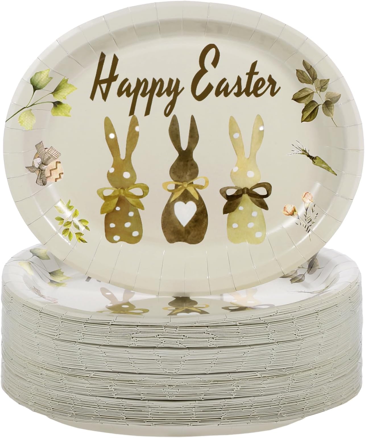 Amazon.com: Xiangqu 100 Pcs Easter Oval Paper Plates 10.2" X 12.6 ...