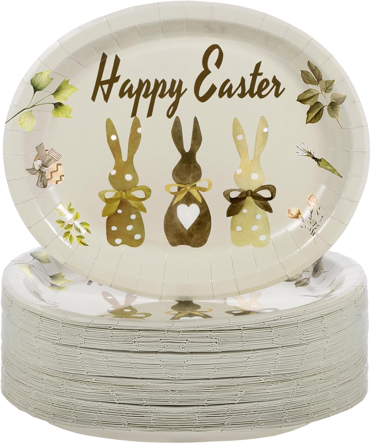 Amazon.com: Xiangqu 100 Pcs Easter Oval Paper Plates 10.2" X 12.6 ...