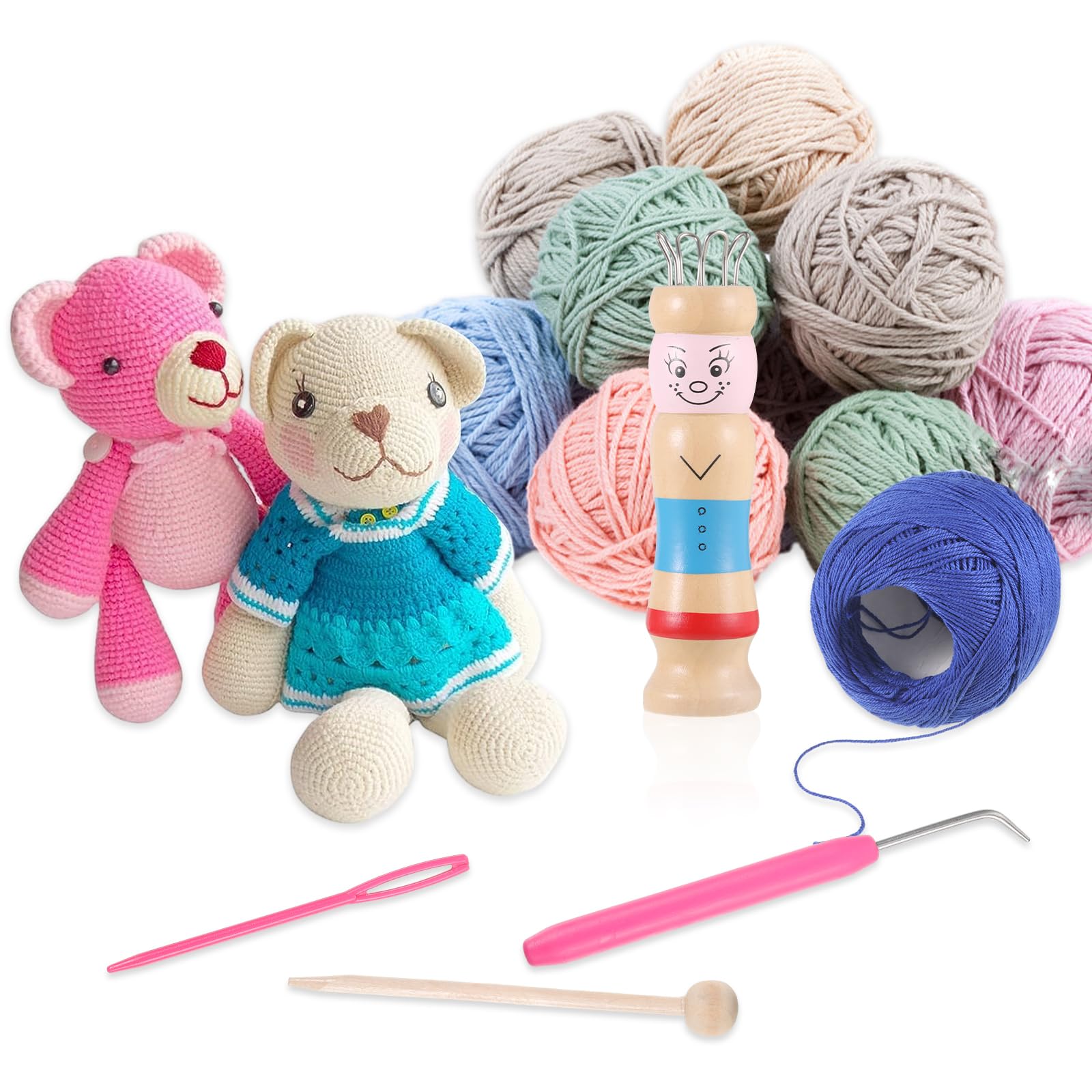 letcdfer 8PCS Childrens Knitting Sets, French Knitting Doll Kids Craft ...