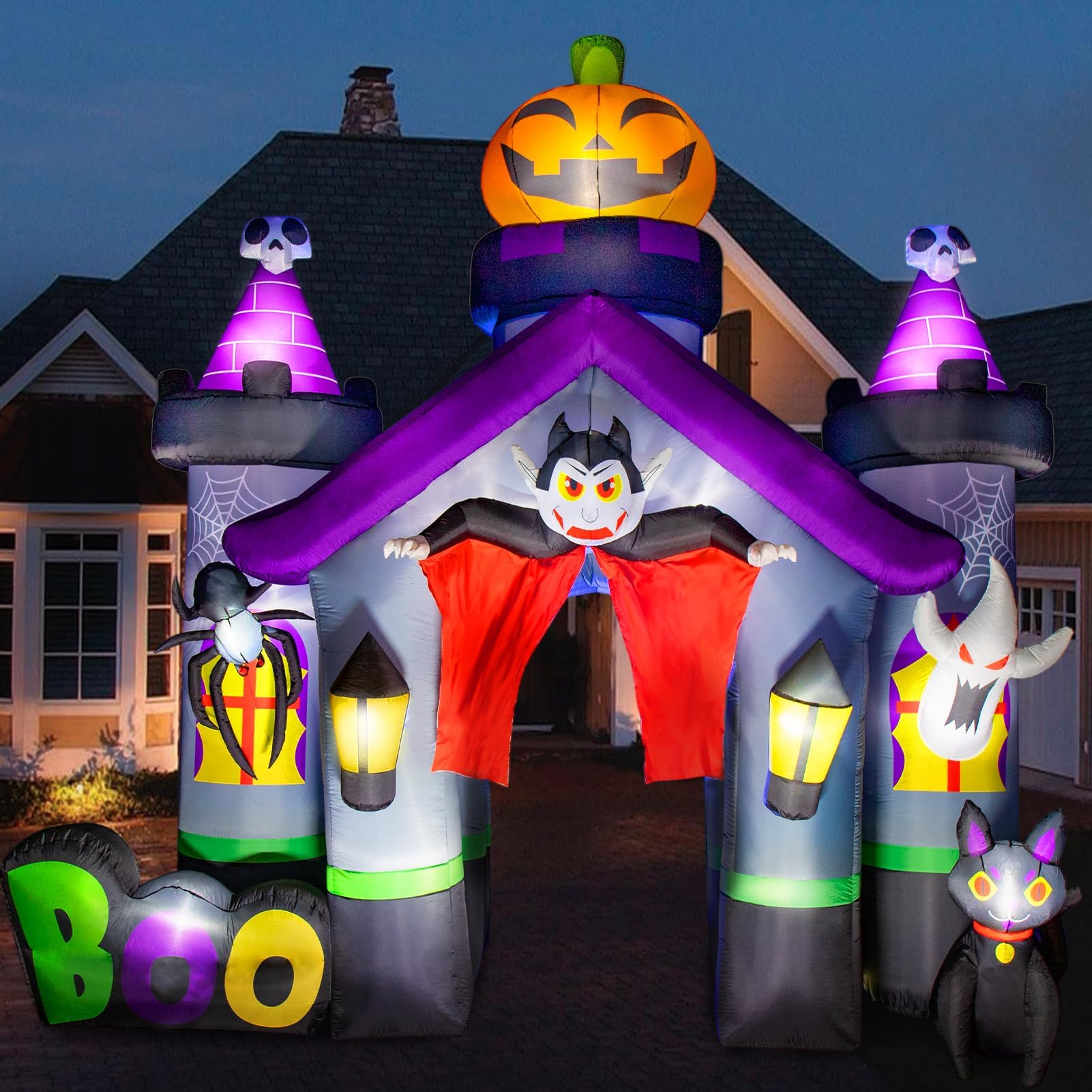 Amazon.com: Pre-Lit 12FT Halloween Airblown Inflatable Haunted House ...
