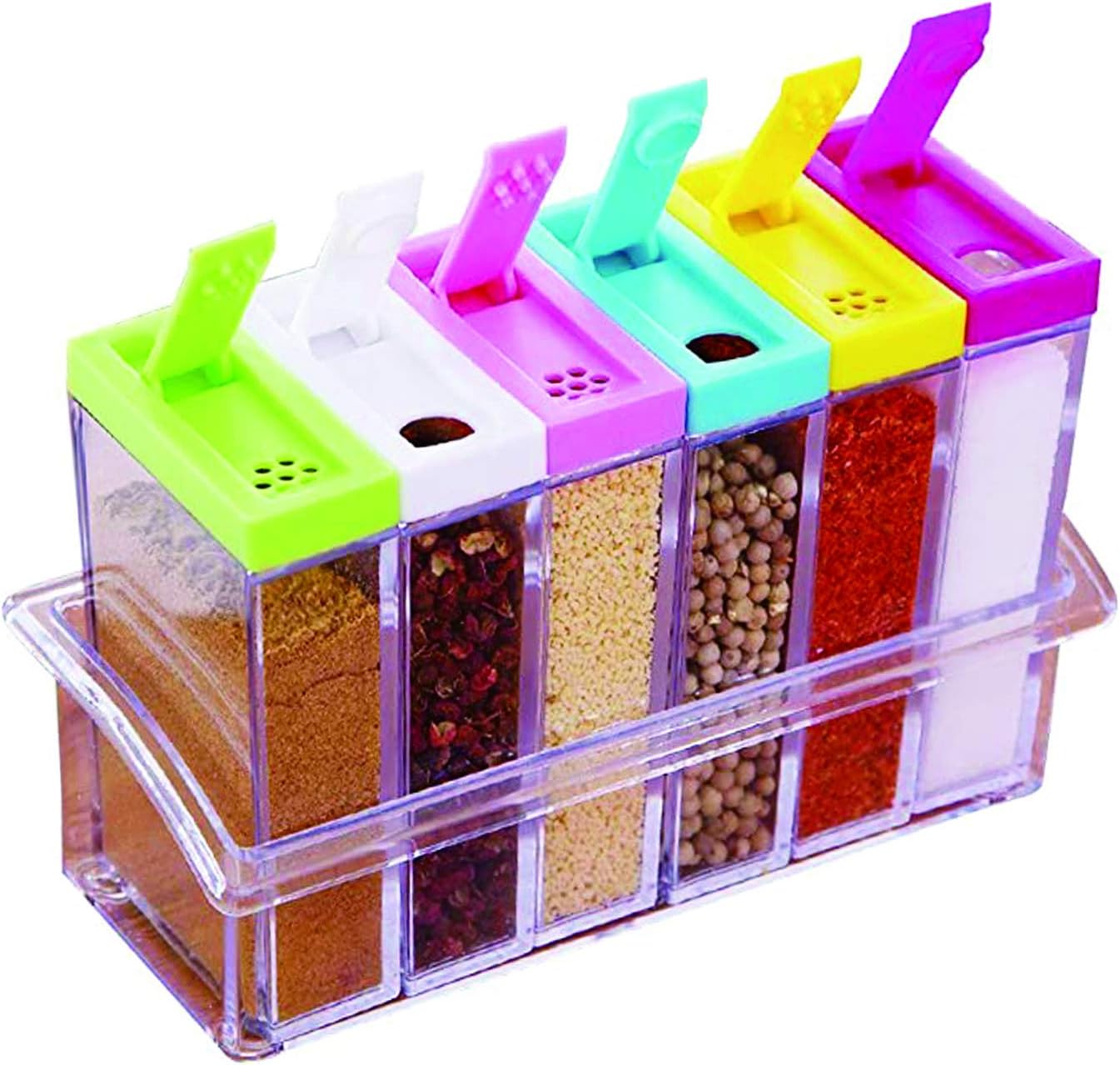 6 Piece Transparent Spice Jars, Colorful Seasoning Box, BBQ Spice Tin ...