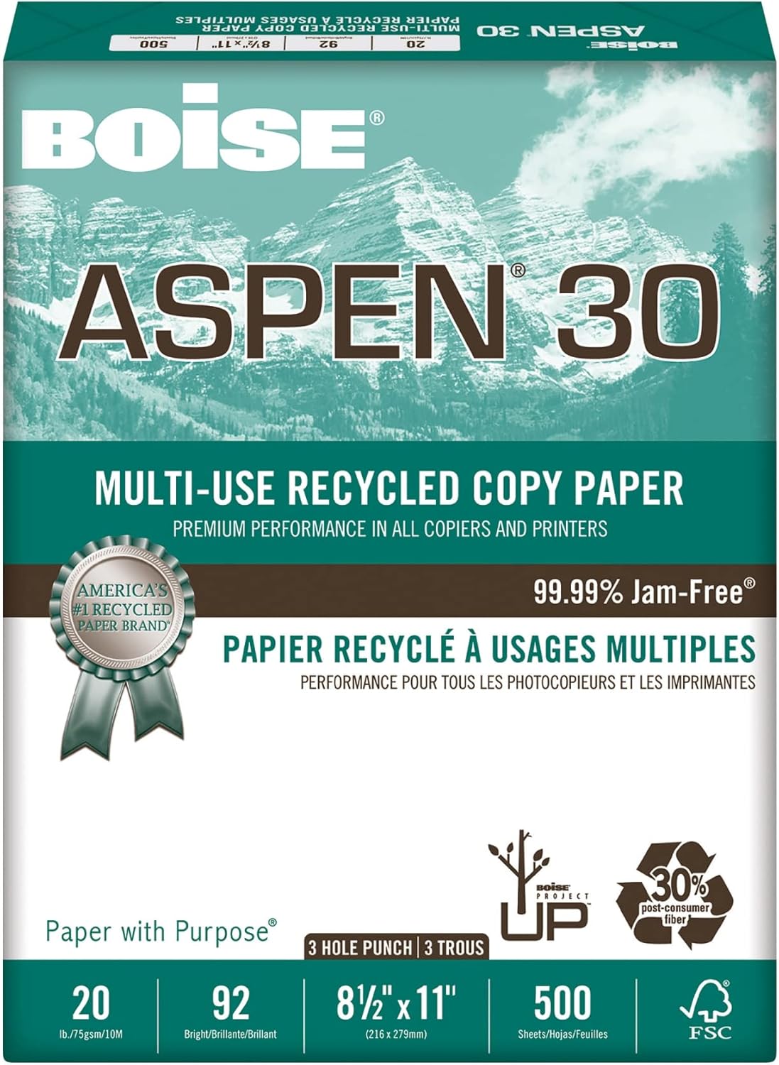 Amazon.com : Boise® ASPEN® 30 3-Hole Punched Multi-Use Print & Copy ...