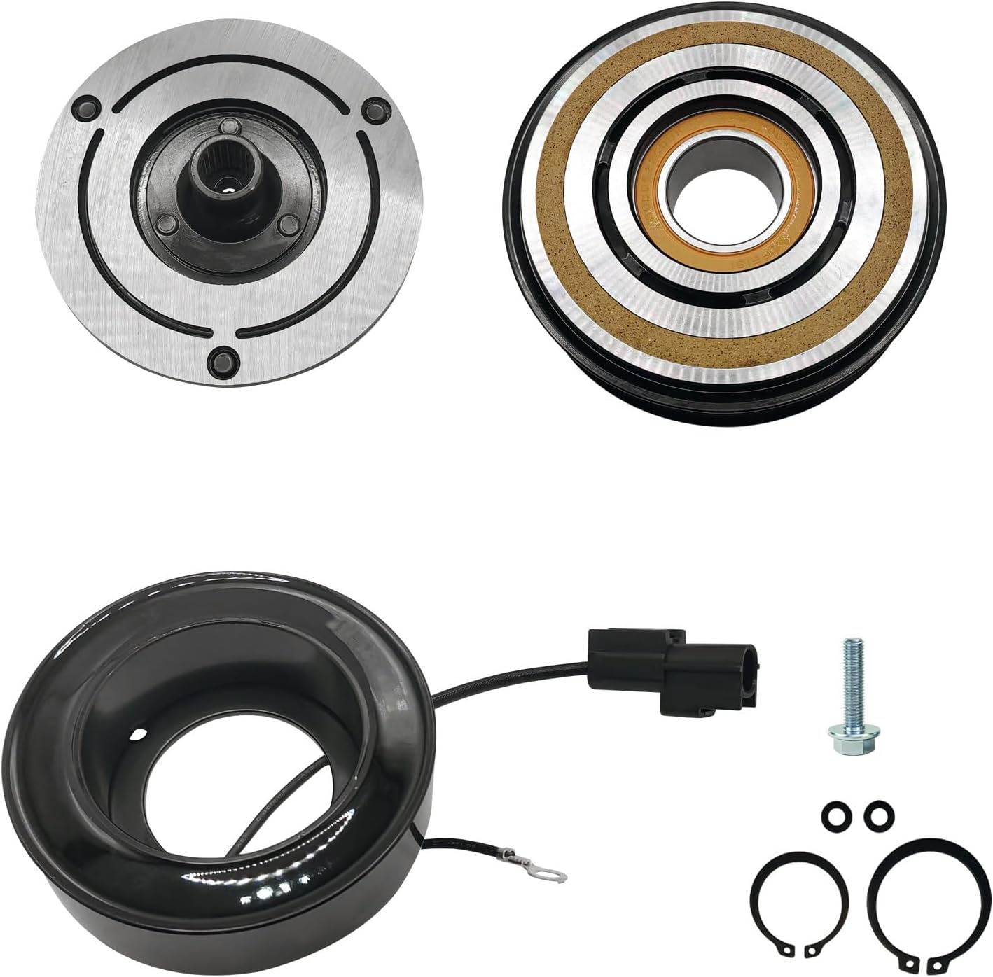 Amazon.com: A/C Compressor Clutch Assembly Kit Plate Pulley Bearing ...