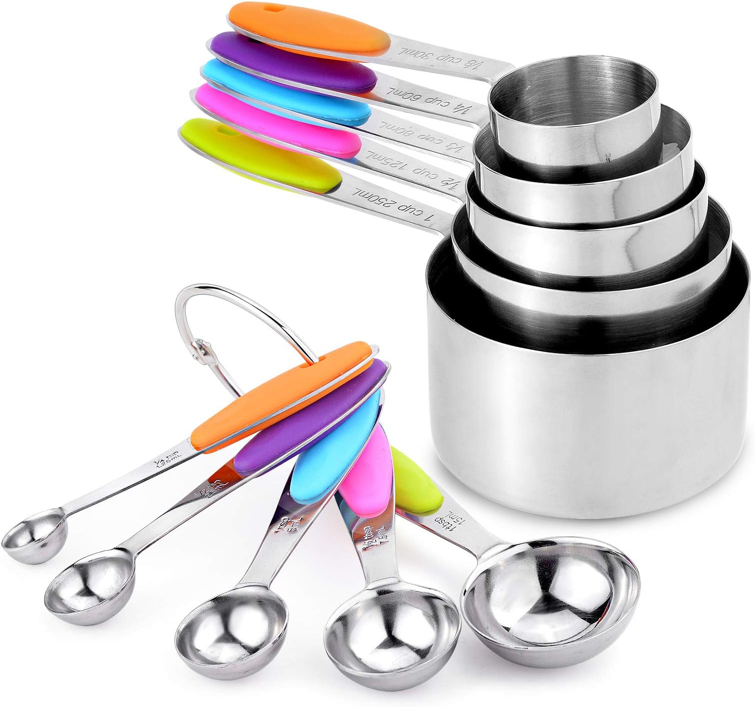 Amazon.com: 9-Piece Deluxe Stainless Steel Measuring Cup and Measuring ...