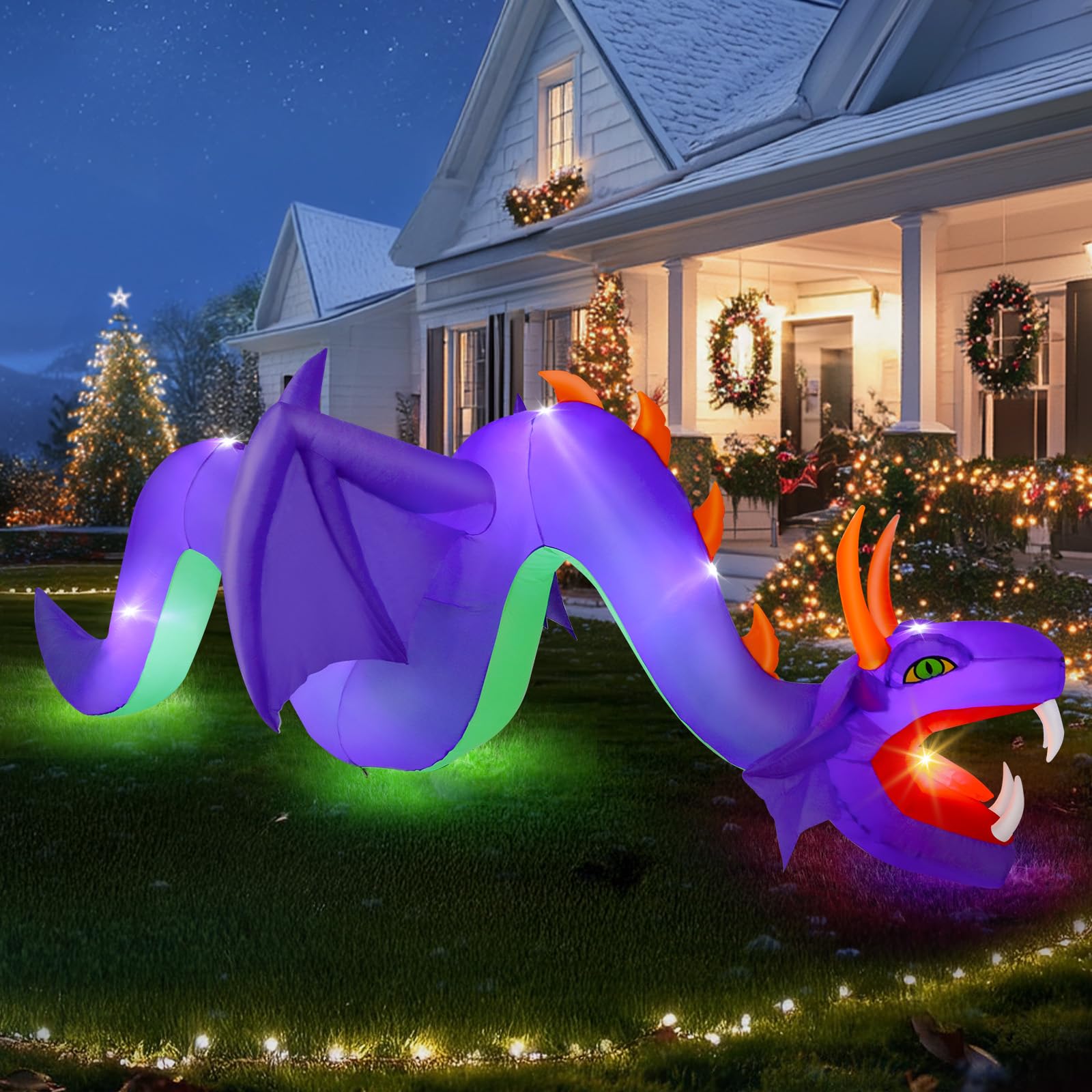 Amazon.com: 12FT Christmas Inflatable Dragon Outdoor Decoration, Large ...