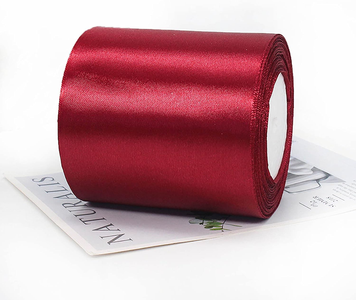 ZYOOO 10cm Wide Satin Ribbon,25m Wine Red Large Thick Ribbon for ...
