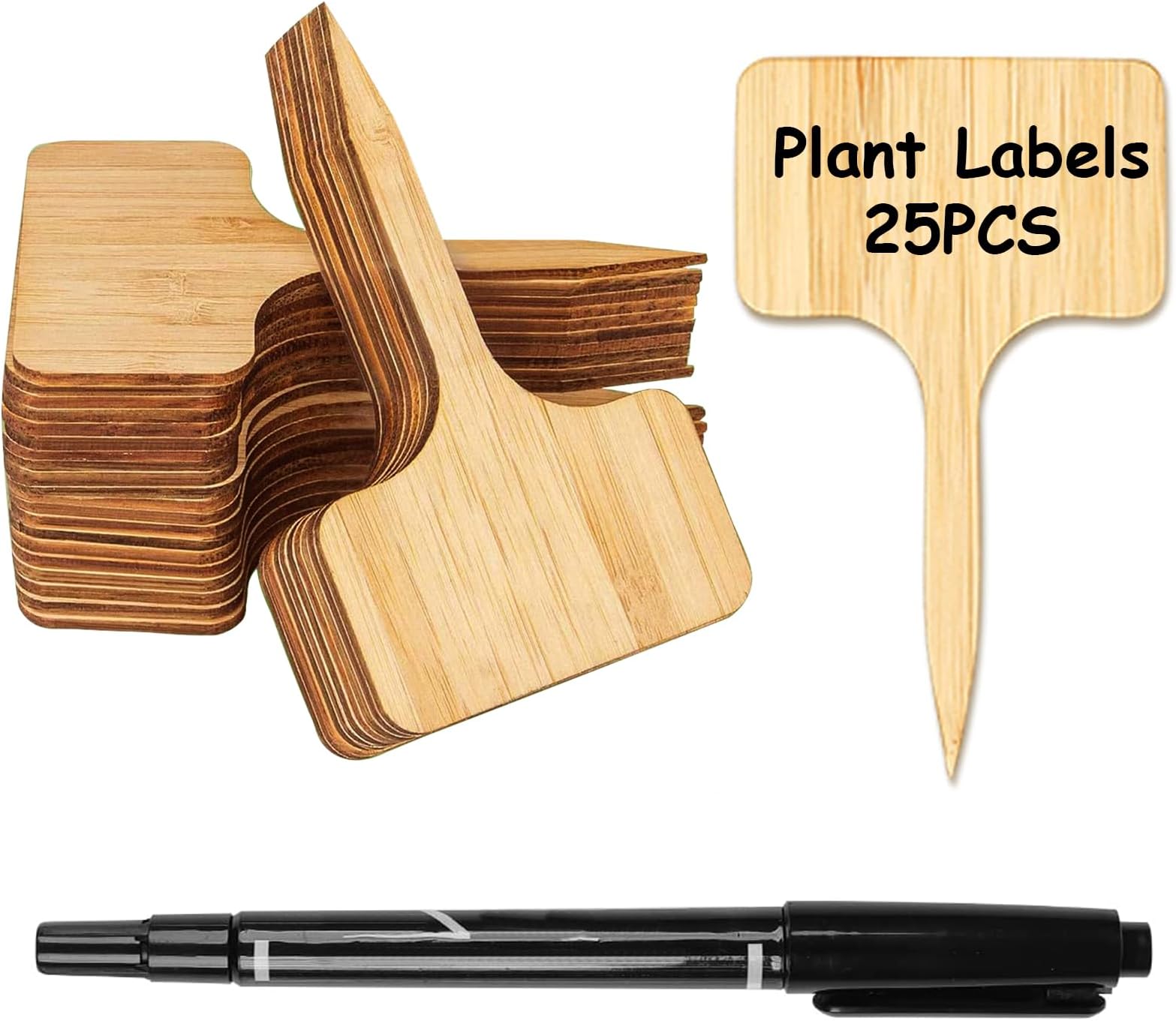 DOETYD Bamboo Plant Labels Plant Tags Plant Markers Potted Markers ...