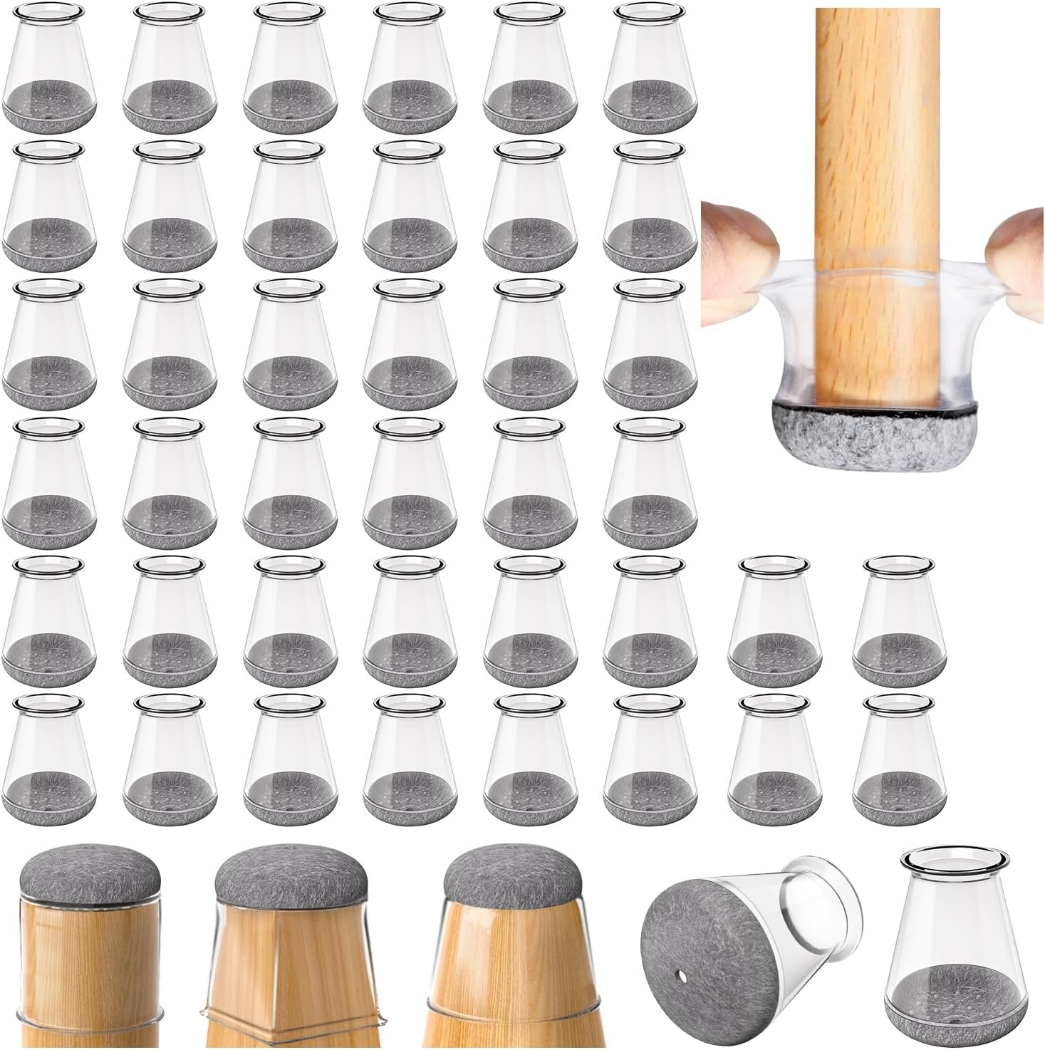Chair Leg Floor Protectors 40 PCS Furniture Sliders for Hardwood Floors ...