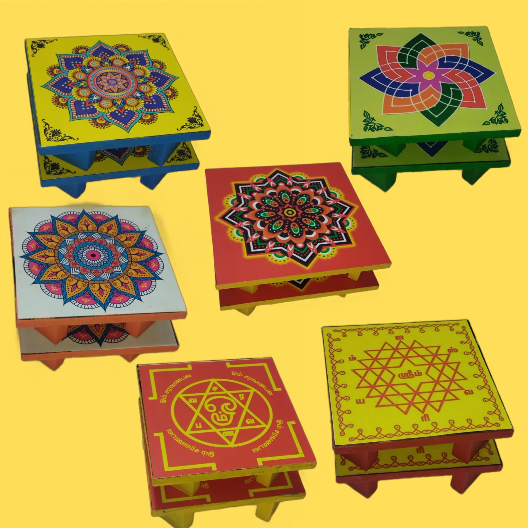 DIYA STAND| vilaku Manai | Multi Color kolam Designs & Diya lamb Stand ...
