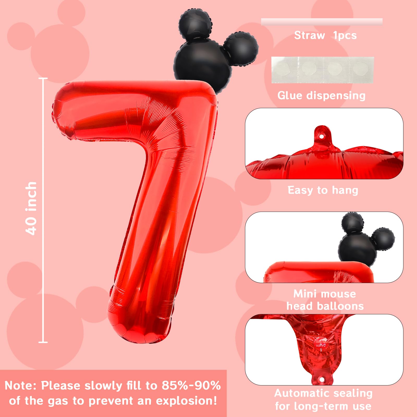 Snapklik.com : LEBERY Mouse Number 7 Balloon 40 Inch Red Number 7 ...