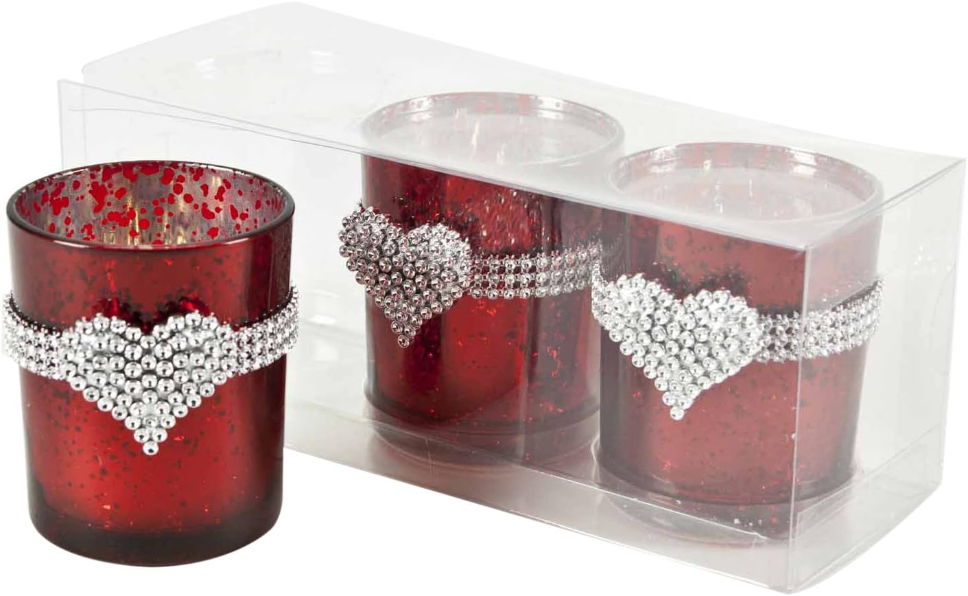 Amazon.com: Landon Tyler 8 x 9 cm Jewel LED Red Heart Tealight Holder ...