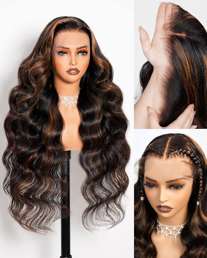 Amazon.com : Arabella 13x4 Lace Front Wigs Human Hair 1B/30 Highlight ...