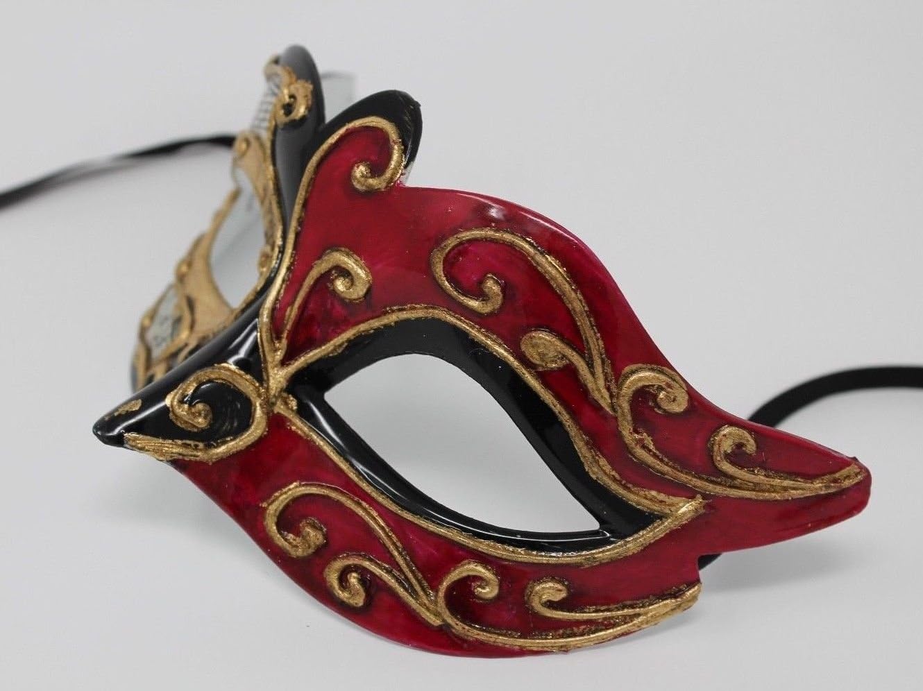 VENETIAN MASQUERADE CARNIVAL PARTY EYE BALL MASK RED GOLD & BLACK WITH ...