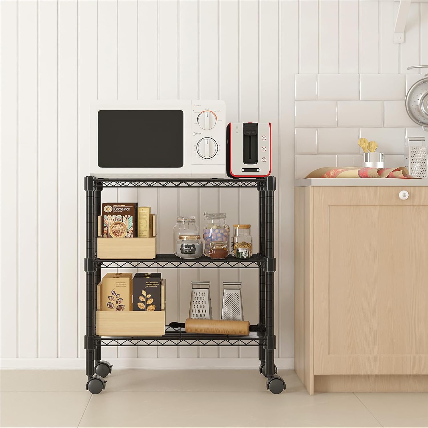 Amazon.com: 3- Tier Storage Rack Metal Wire Shelving Unit,3-Shelf ...