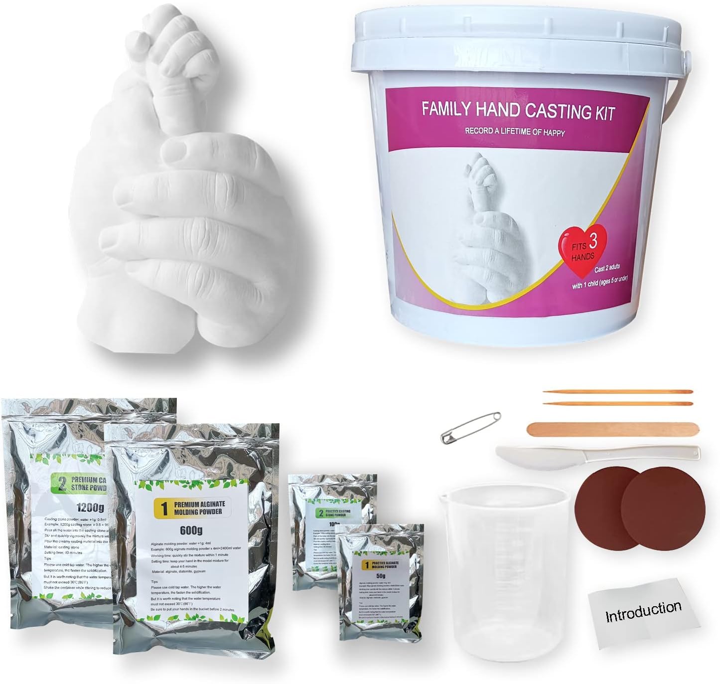 Amazon.com: Family Hand Casting Kit with Practice Kit - Casts 3 Person ...