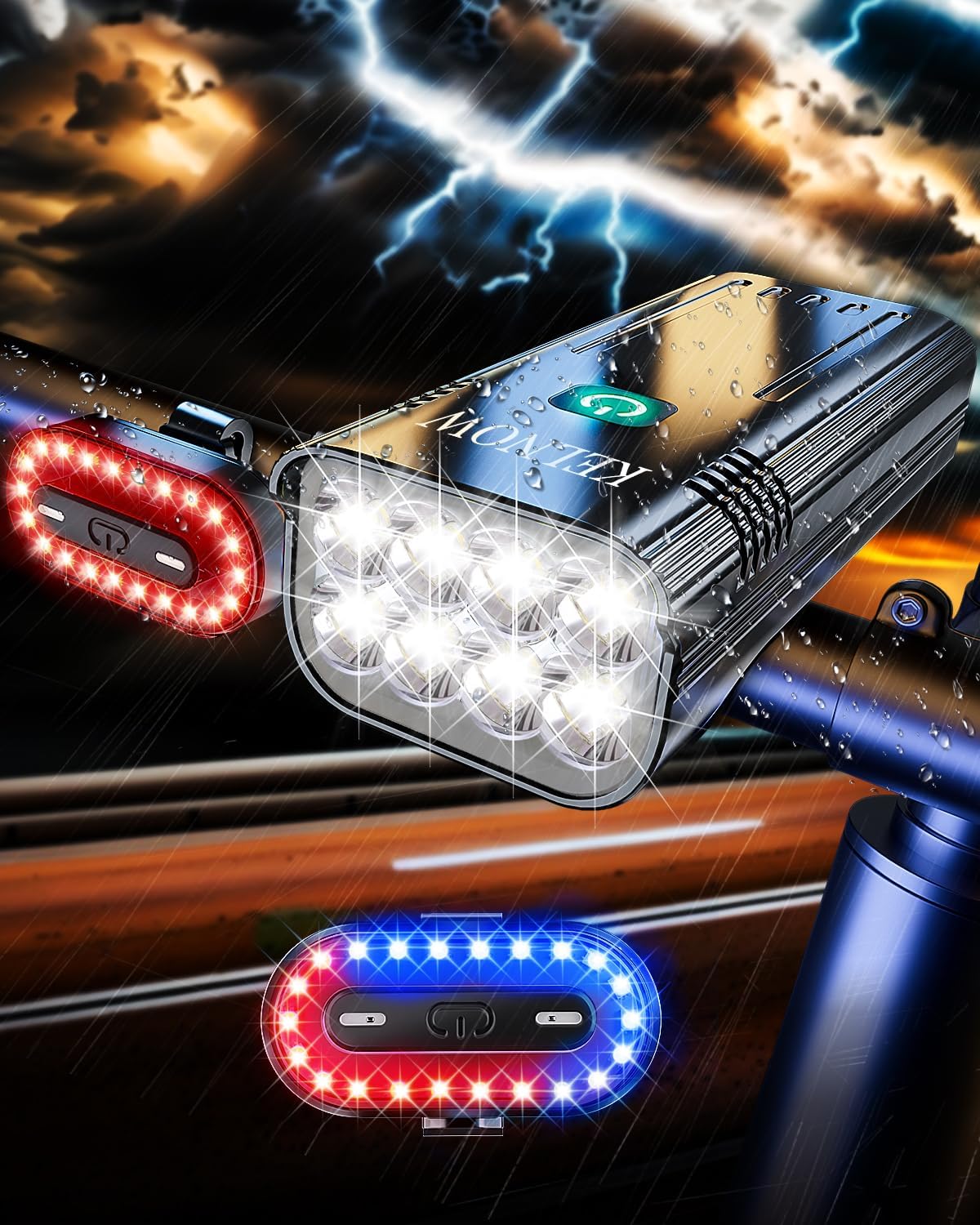 Amazon.com : Bike Lights for Night Riding, 8 LED Bike Lights, USB ...