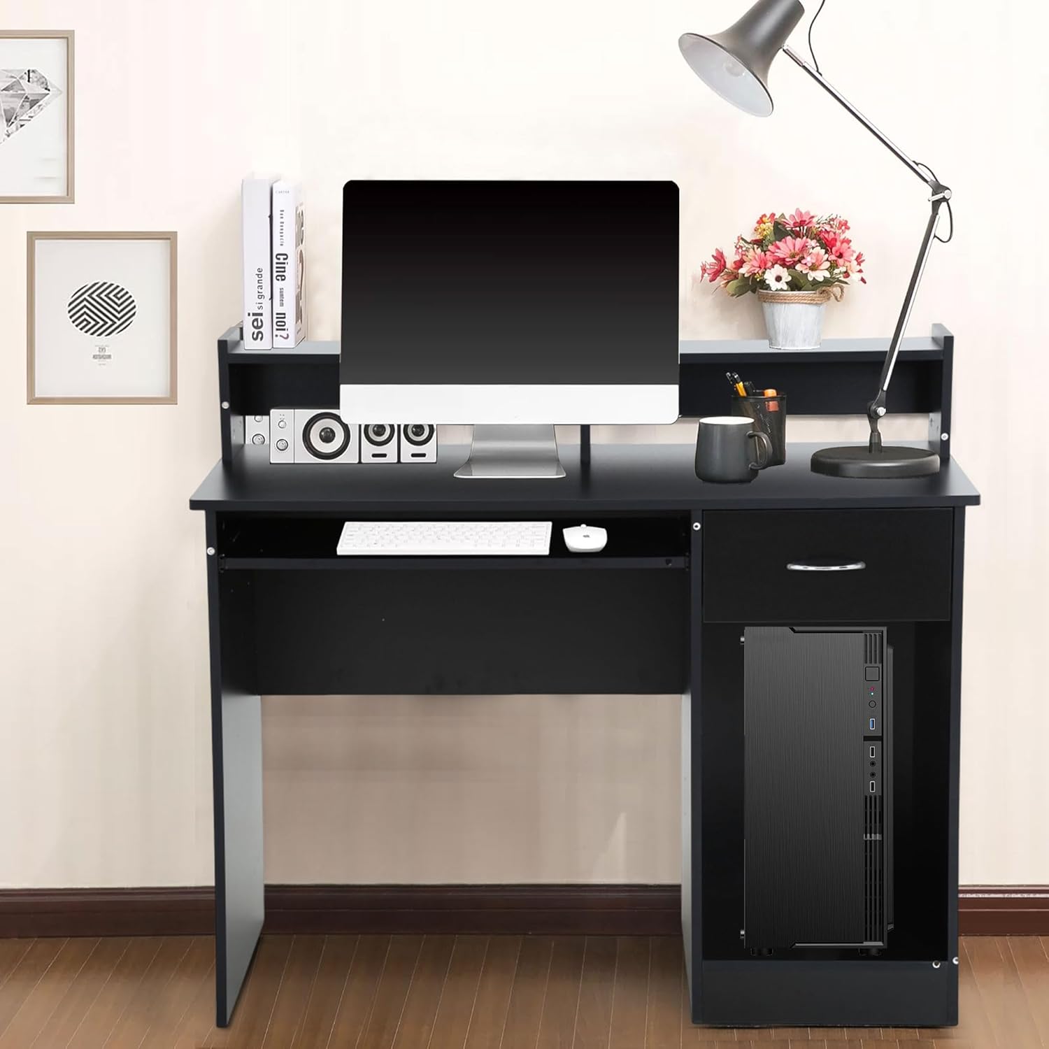 Amazon.com: HWGEBY Home Office Computer Desk, 43" PC Desk with Drawers ...