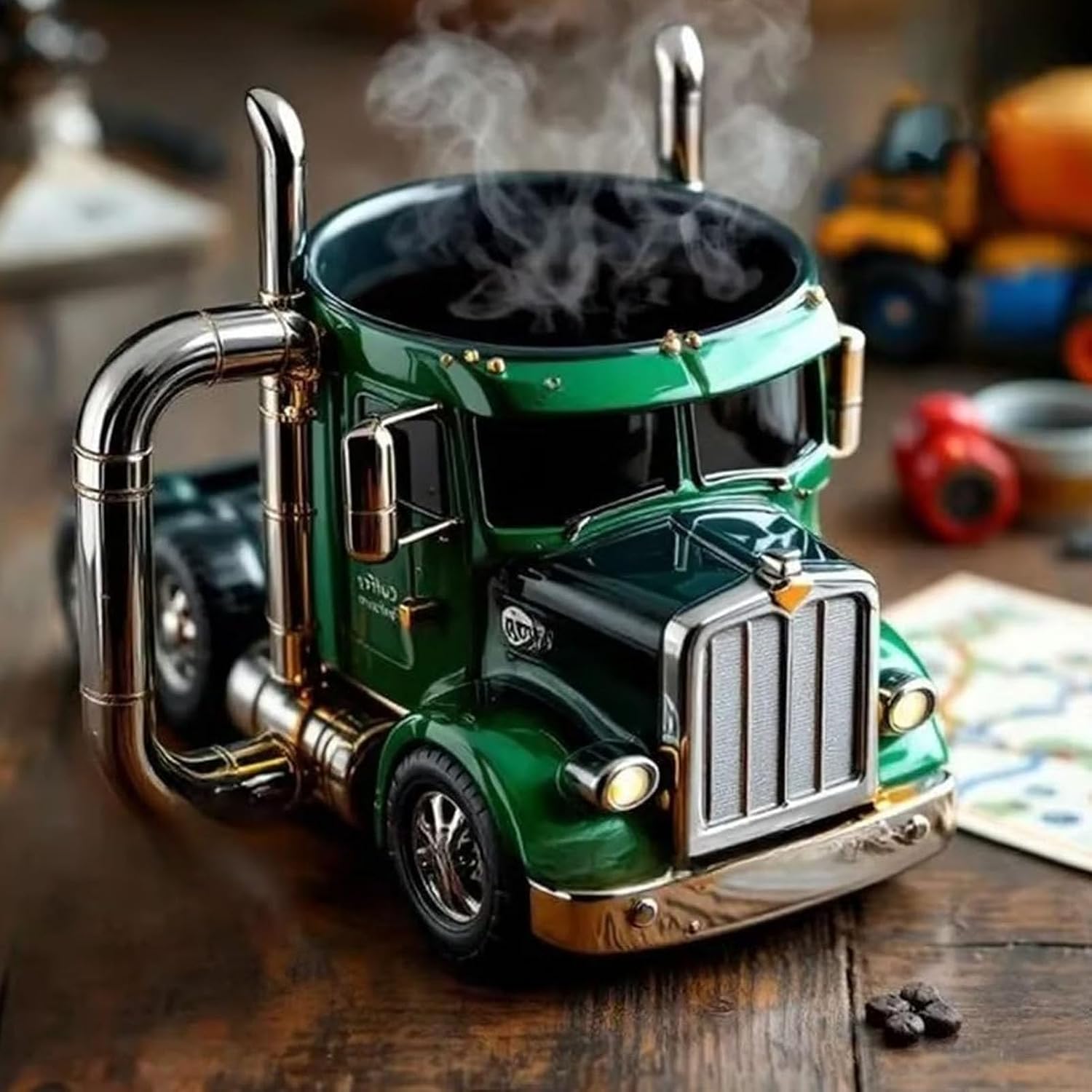 Amazon.com: Handcrafted Truck Coffee Mug, Semi Truck Shaped, White ...