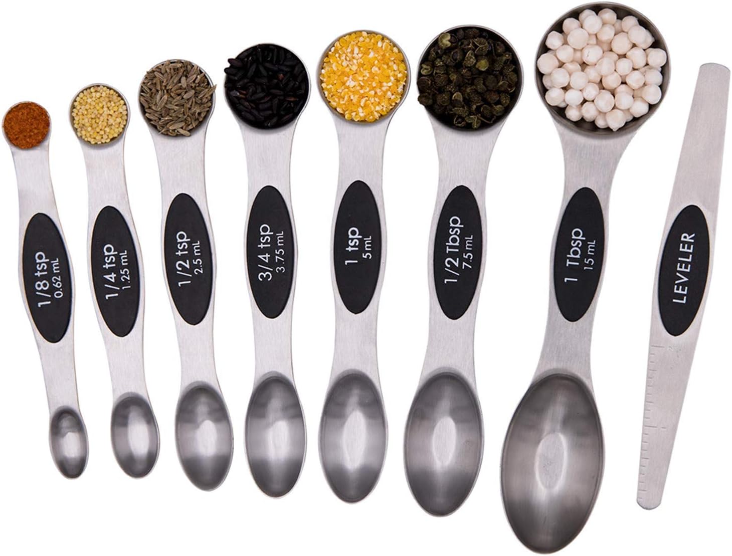 Sinnsally Magnetic Measuring Spoons Set Stainless Steel Stackable Dual ...