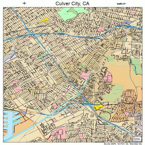 Large Street & Road Map of Culver City, California CA - Printed poster ...