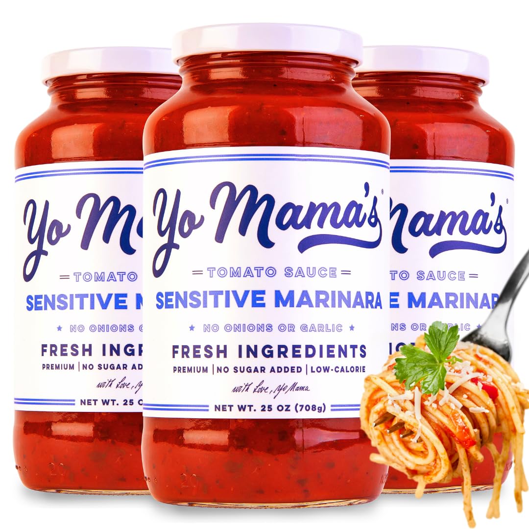 Amazon.com : Yo Mama's Foods Sensitive Marinara Pasta Sauce | (3) 25 ...